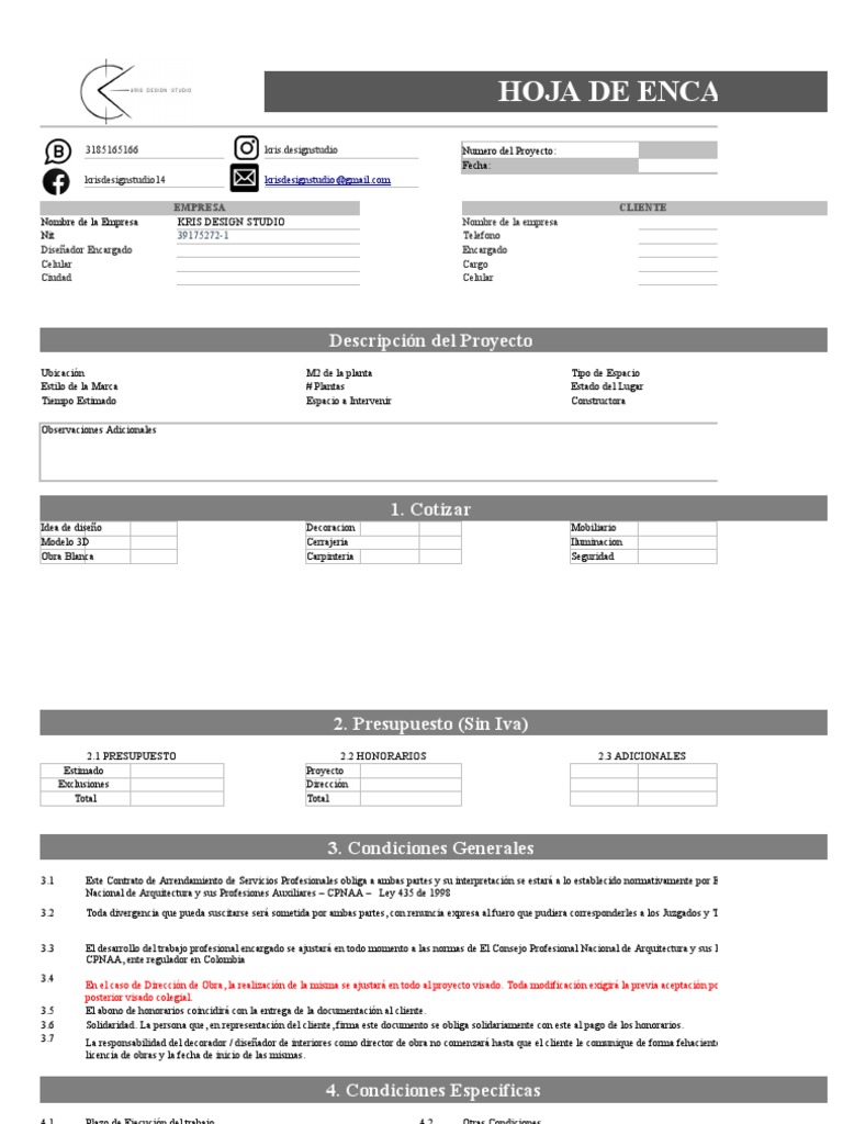 Hoja de Encargo Plantilla | PDF