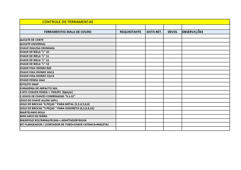 Controle Ferramentas | PDF