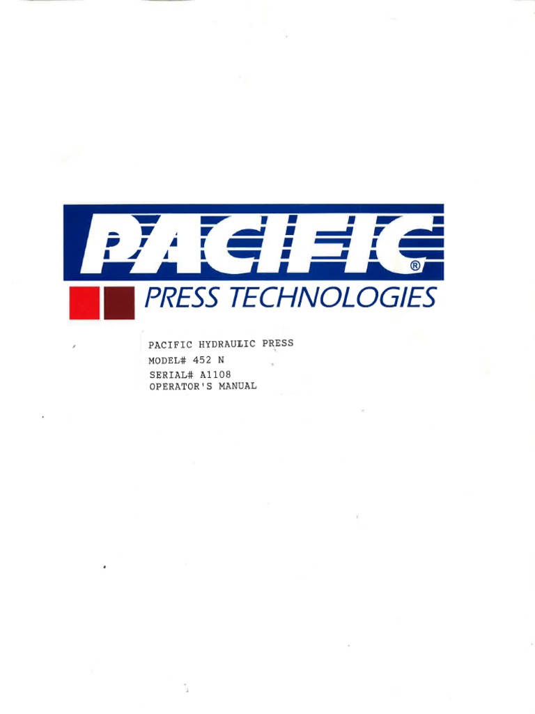 Pacific Model 452N Hydraulic Press - Operator's Manual | PDF
