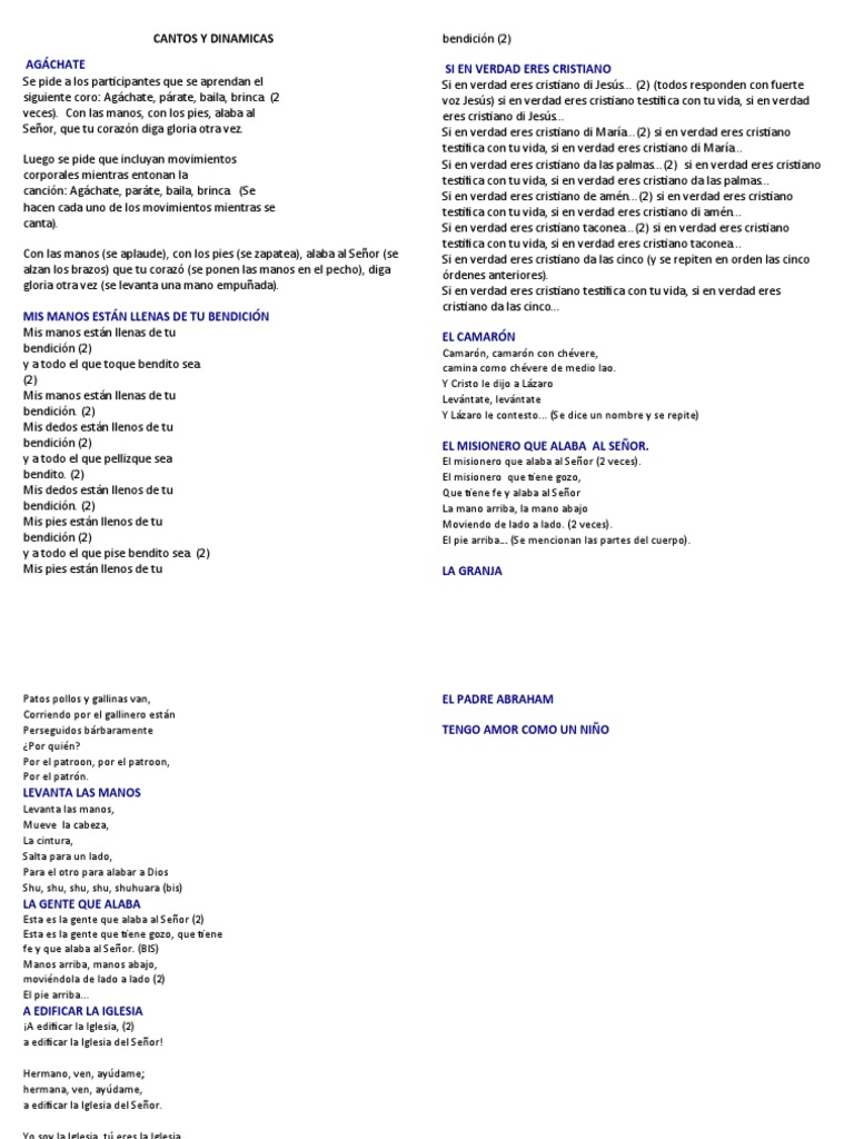 Dinámicas y Coros Cristianos Alegres | PDF | Bendición