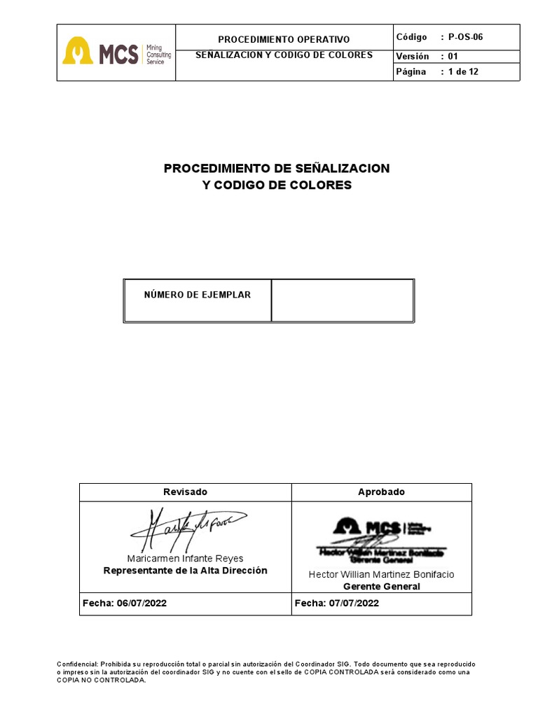 P-OS-06 Señalización y Codigo de Colores | PDF | Color | Amarillo