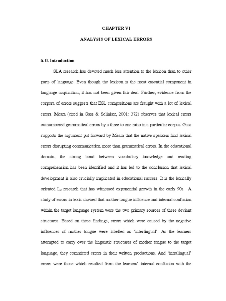 12 - Chapter 6-Lexical Errors | PDF | Second Language | Second Language Acquisition