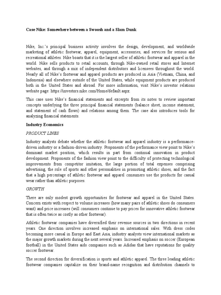 Nike Case Study Financial Statement Analysis | PDF | Depreciation | Revenue