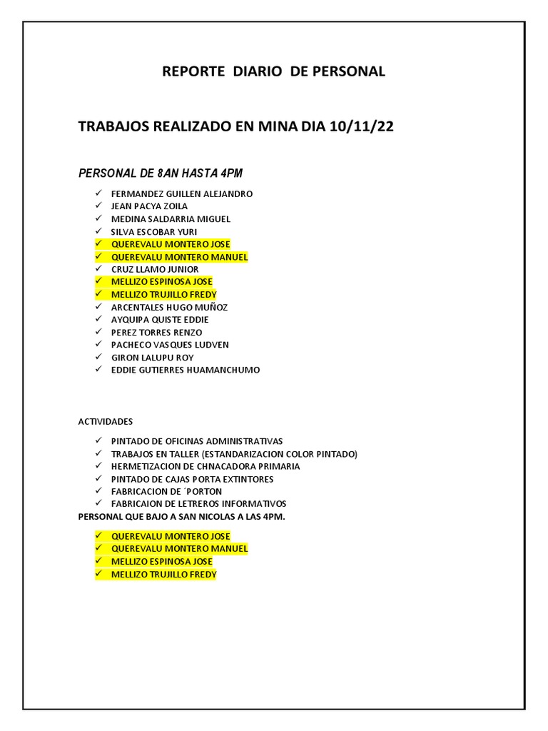 Reporte de Diario de Asistencia | PDF | Negocios | Derecho