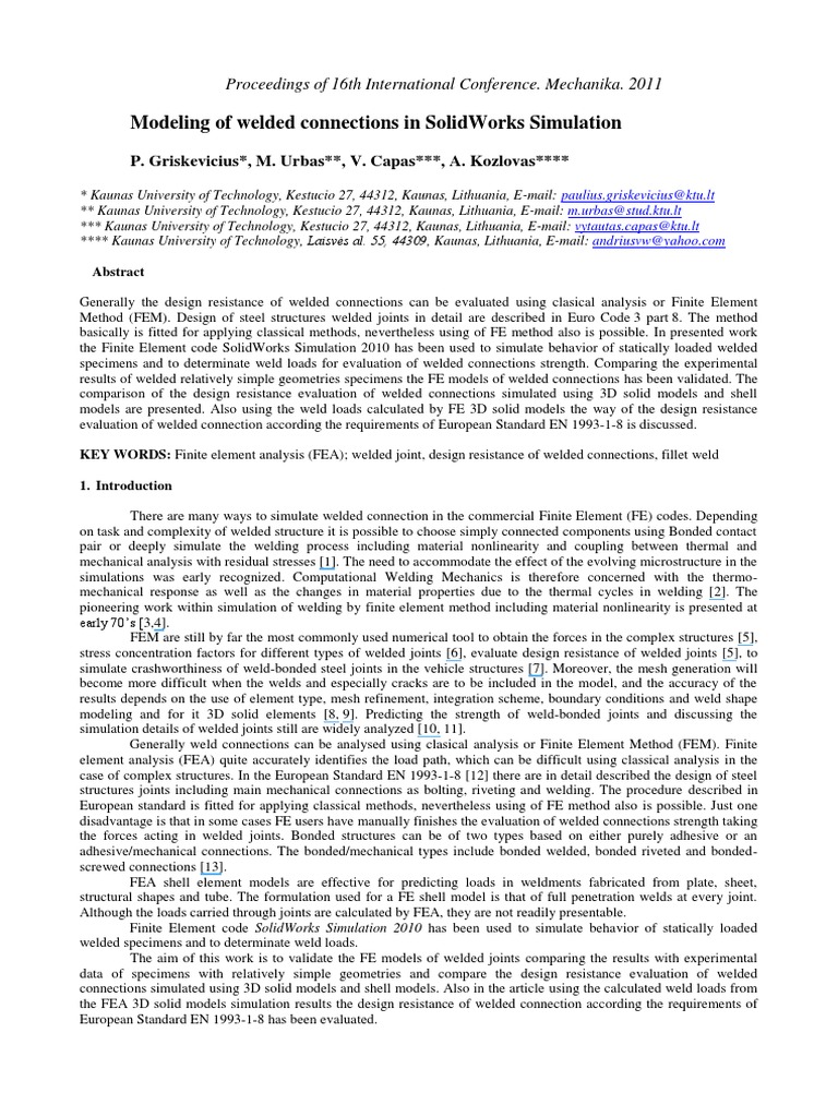 Modeling of Welded Connections in SolidW | PDF | Construction | Welding