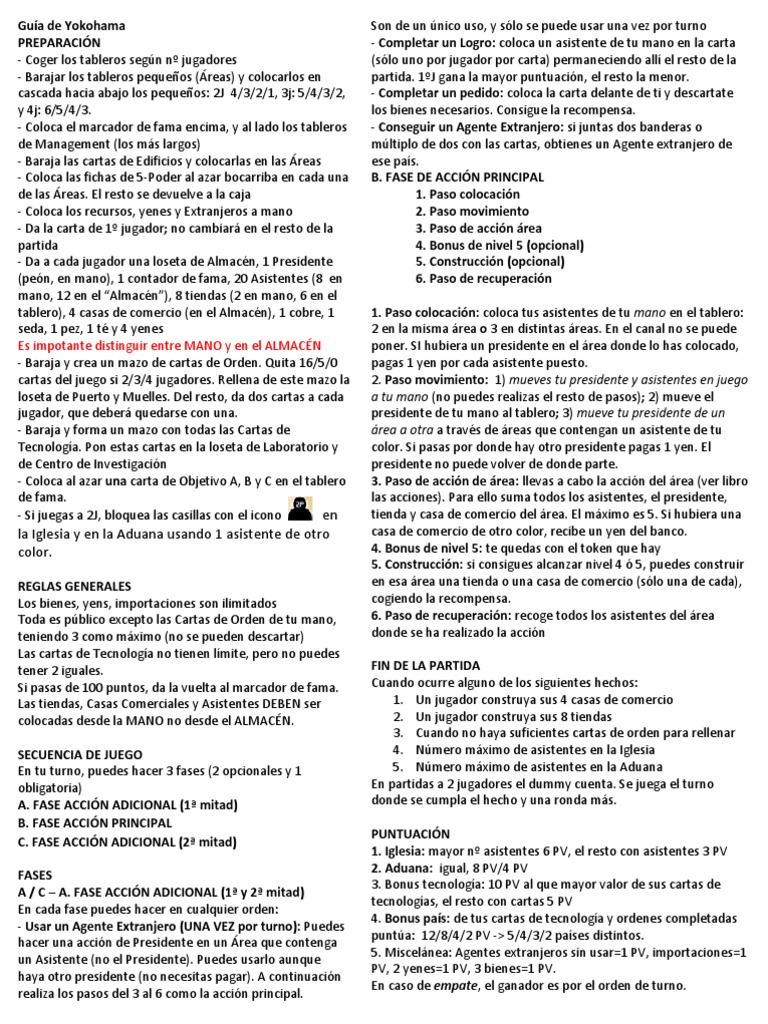 Resumen de Reglas de Yokohama | PDF | Juego de azar