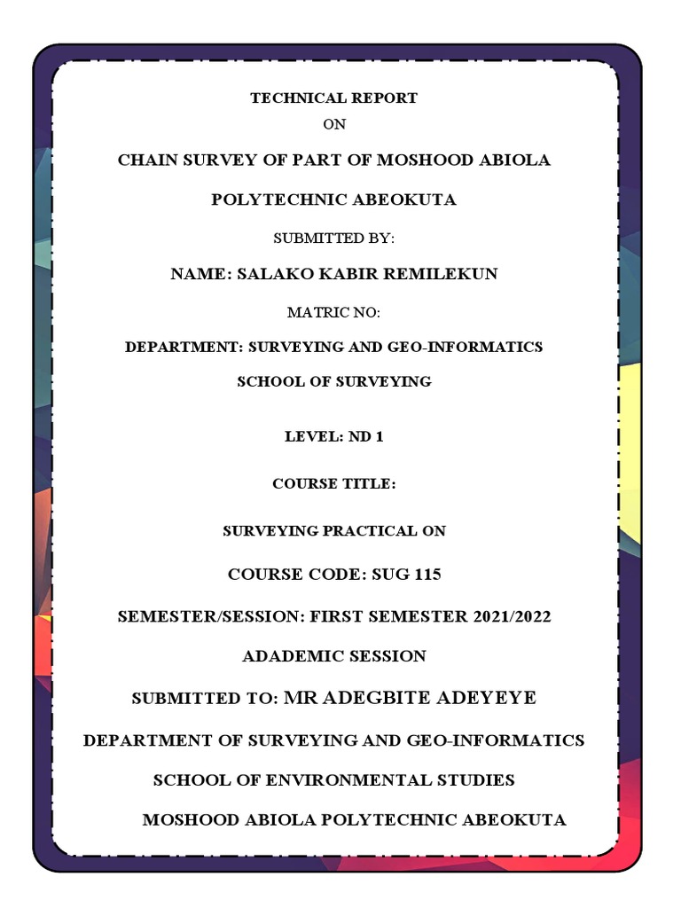 Chain Survey Report for Students | PDF | Surveying | Science