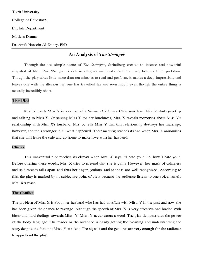 An Analysis of Power Dynamics in August Strindberg's 'The Stronger ...