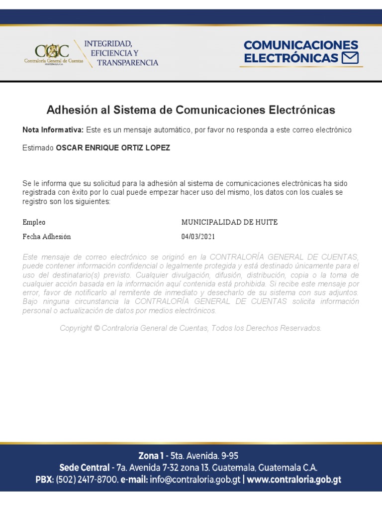 Adhesión Al Sistema de Comunicaciones Electrónicas | PDF | Informática