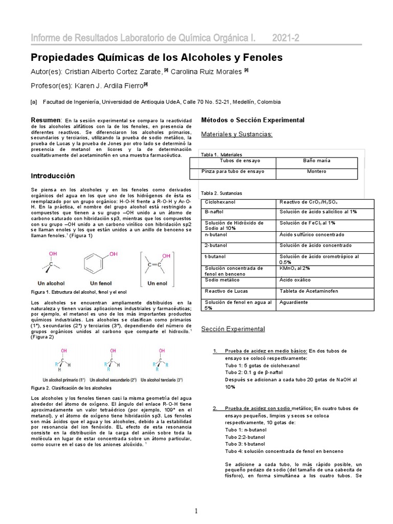 Propiedades Químicas de Alcoholes y Fenoles | PDF