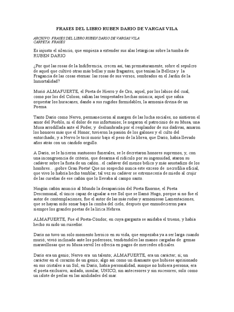 Frases Del Libro Ruben Dario de Vargas Vila | PDF | Muerte