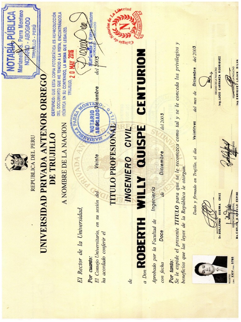 Titulos, Diplomas, Dni y Cert. de Habil. | PDF