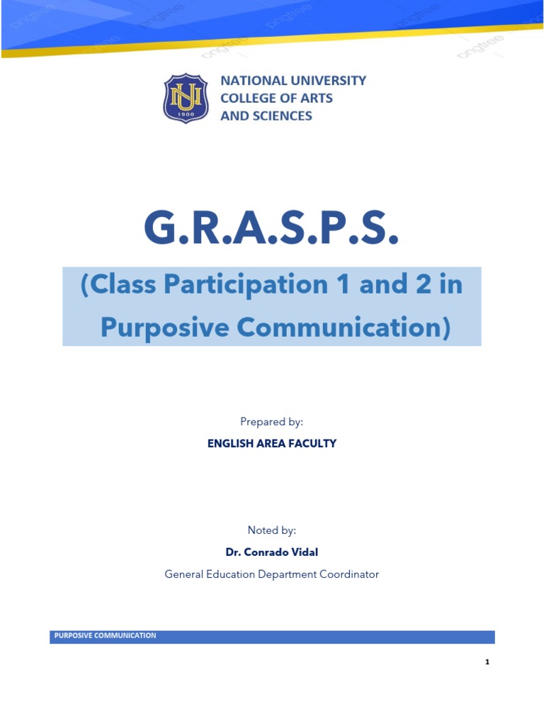 Grasps Cp1 and 2 - Edited | PDF | Communication | Rubric (Academic)