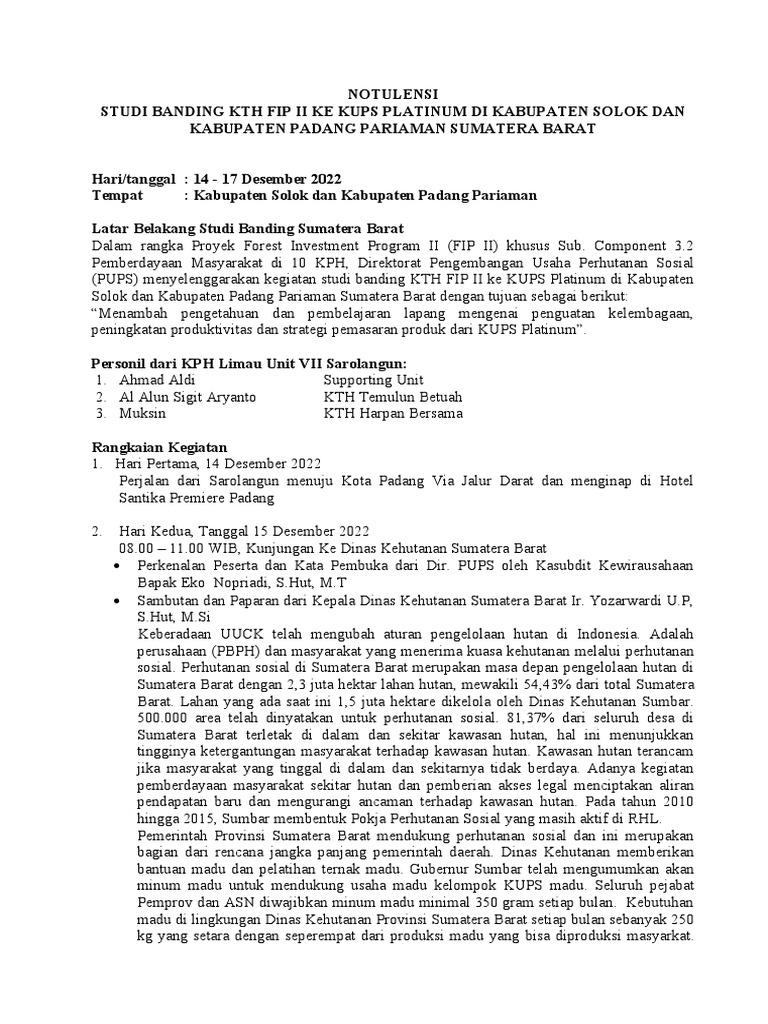 Studi Banding KTH FIP II ke KUPS | PDF | Ilmu Sosial