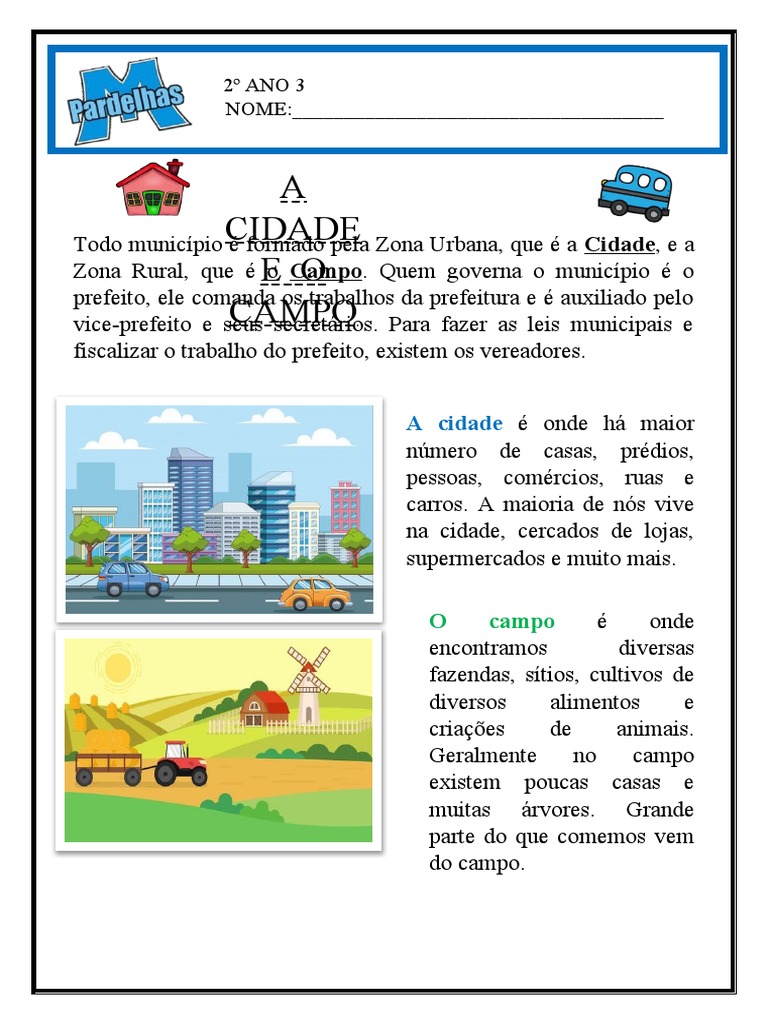 O Município - Campo e A Cidade - 2º Ano Fundamental | PDF O Município - Campo e A Cidade - 2º Ano Fundamental | PDF