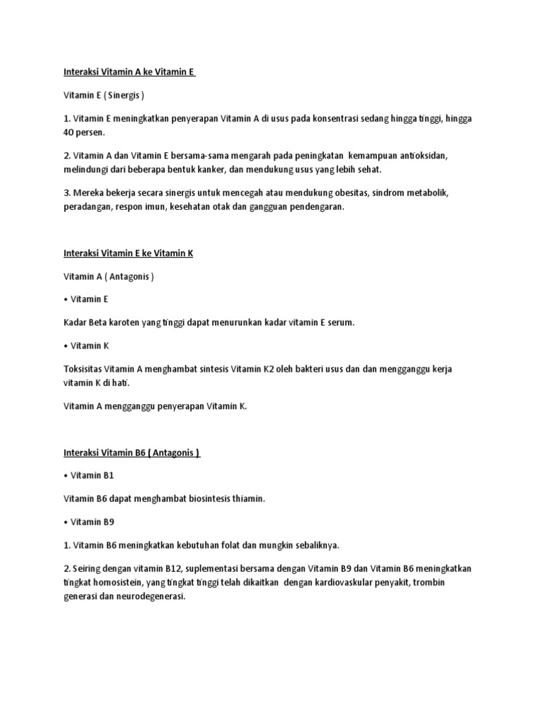 Interaksi Antar Vitamin | PDF