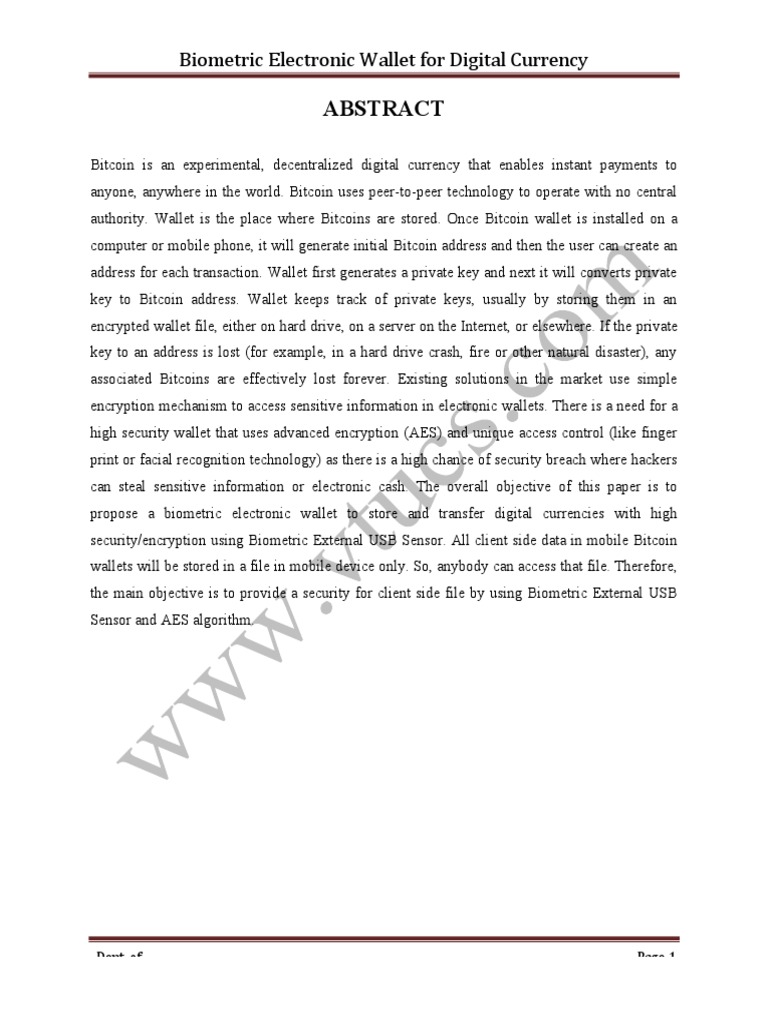 Biometric Electronic Wallet For Digital Currency | PDF | Bitcoin ...