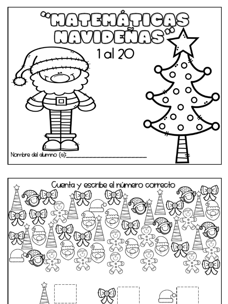 CUADERNILLO MATEMÁTICAS NAVIDEÑAS 1 AL 20 | PDF