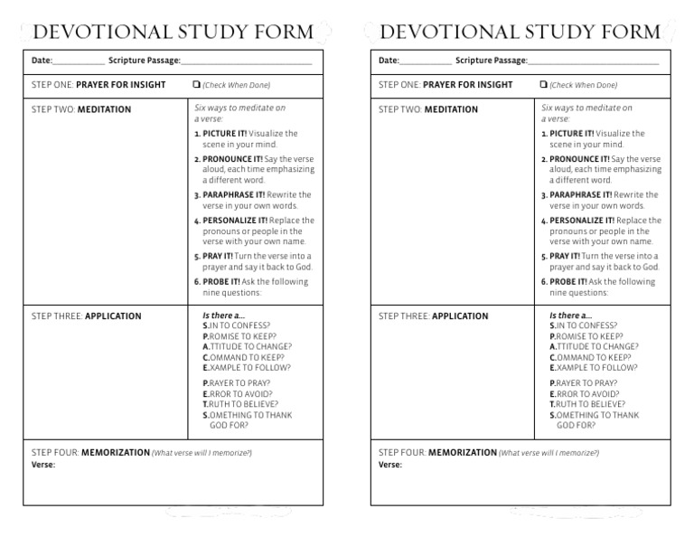 Devotional Form | PDF | Prayer | Christian Meditation