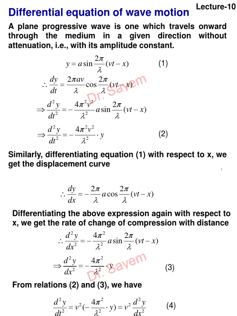 Differential Equations Of Wave Motion And Plane Progressive Waves Pdf