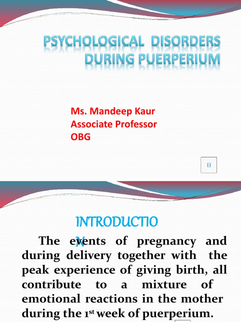 Psychological Disorders During Puerperium | PDF | Postpartum Period ...