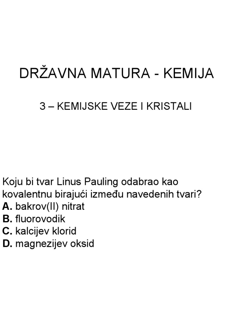 3 Kemijske Veze+Kristali | PDF