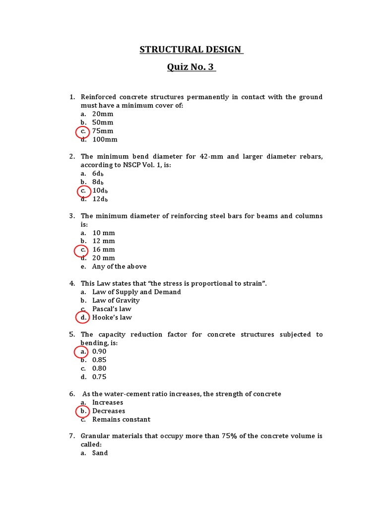 Structural Design Quiz No. 3 | PDF | Beam (Structure) | Concrete
