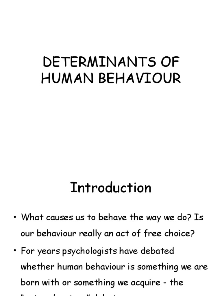 Determinants of Human Behaviour | Download Free PDF | Hypothalamic ...