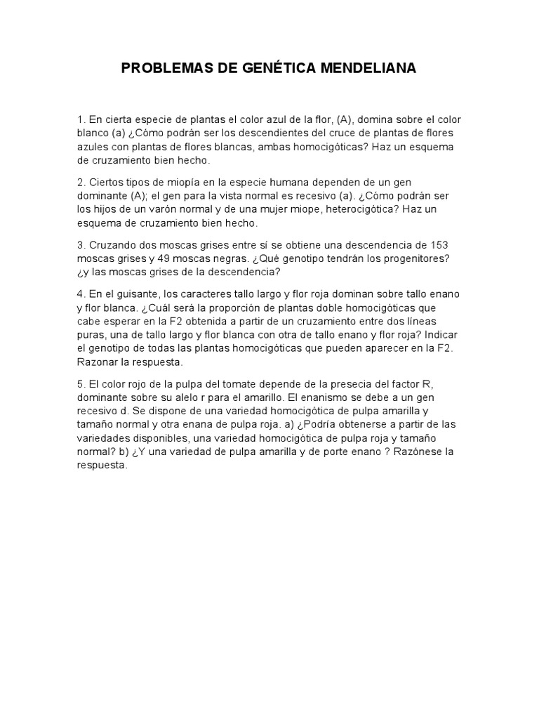 Problemas de Genética Mendeliana | PDF