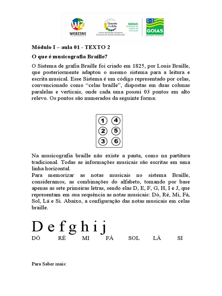 Introdução à Musicografia Braille | PDF