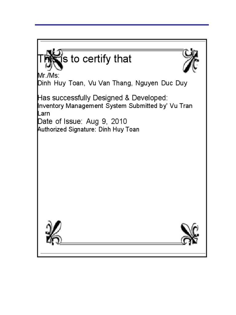 This Is To Certify That: Has Successfully Designed & Developed: Date Issue: 9 | PDF | User ...