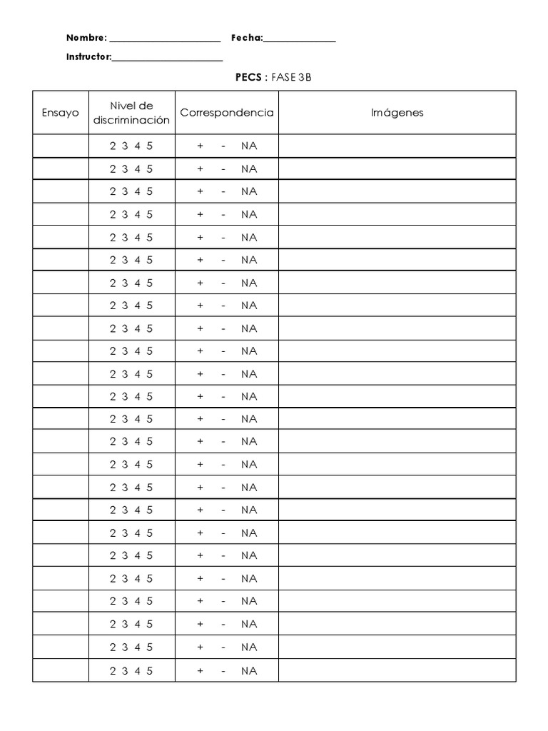 Evaluación PECS Fase 3B | PDF