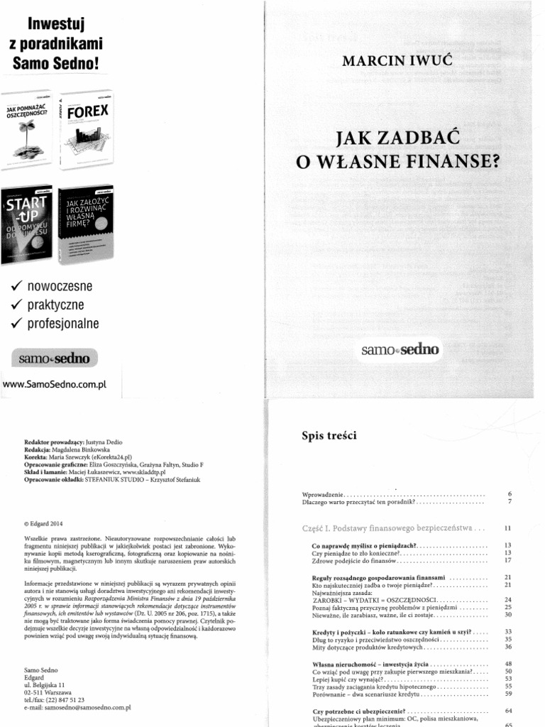 Jak Zadbać o Własne Finanse, Marcin Iwuć | PDF