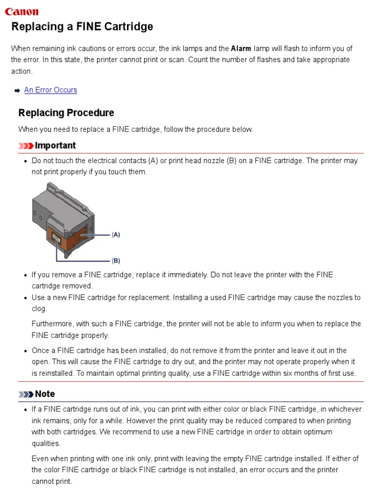 Canon - PIXMA Manuals - MG3000 Series - Replacing A FINE Cartridge ...