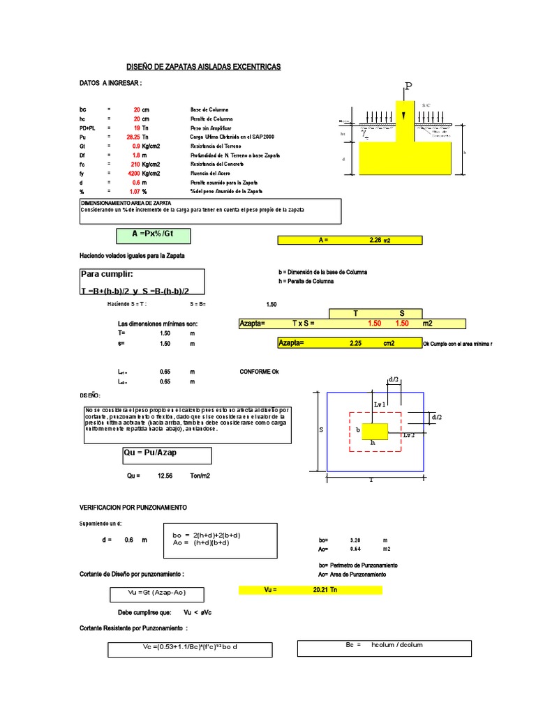 Diseño de Zapatas Aisladas Excentricas | PDF | Fricción | Ingeniería ...