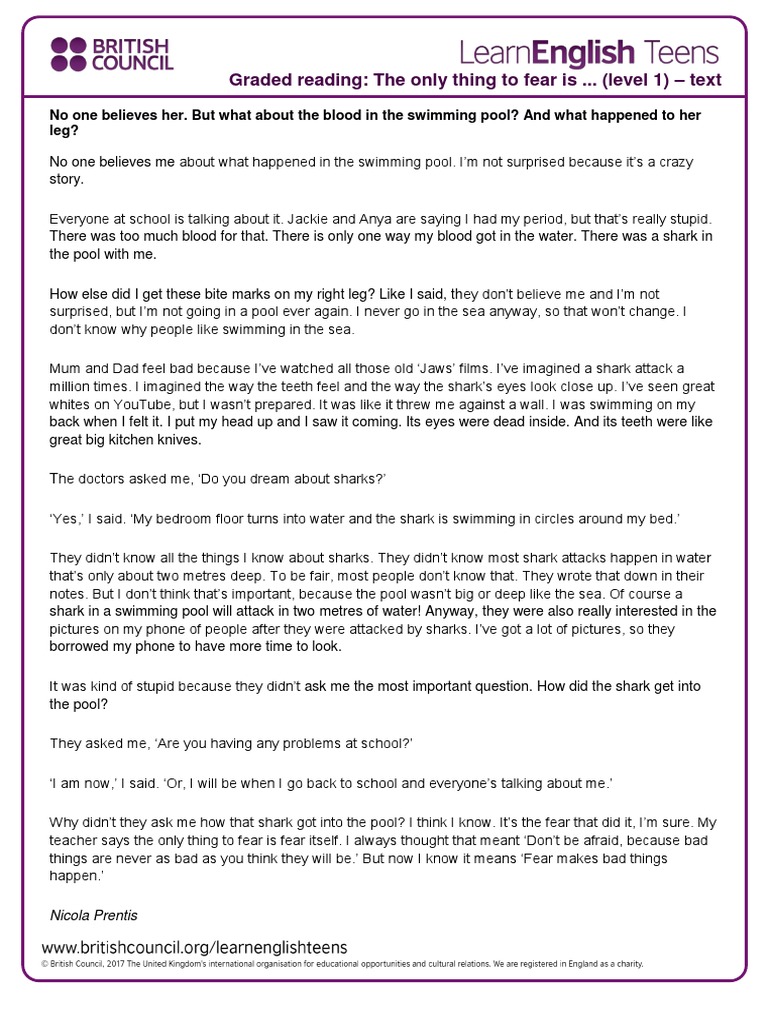 The Only Thing To Fear Is ... Level 1 - Text 0 | PDF | Art