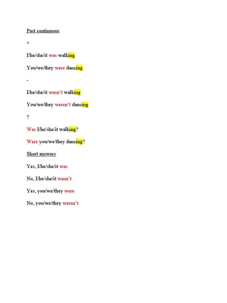 Past Continuous Tense Guide | PDF