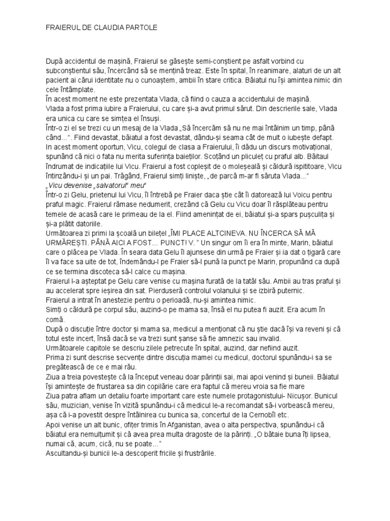 Rezumat Fraierul" de Claudia Partole | PDF