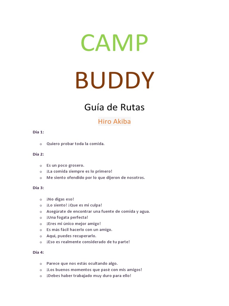 CAMP BUDDY - Guía | PDF