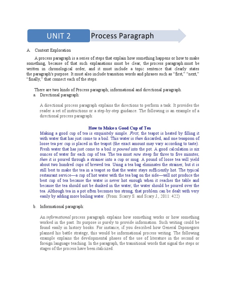 Paragraph Writing TOPIK 2 Process Paragraph | PDF | Language Education | Tea