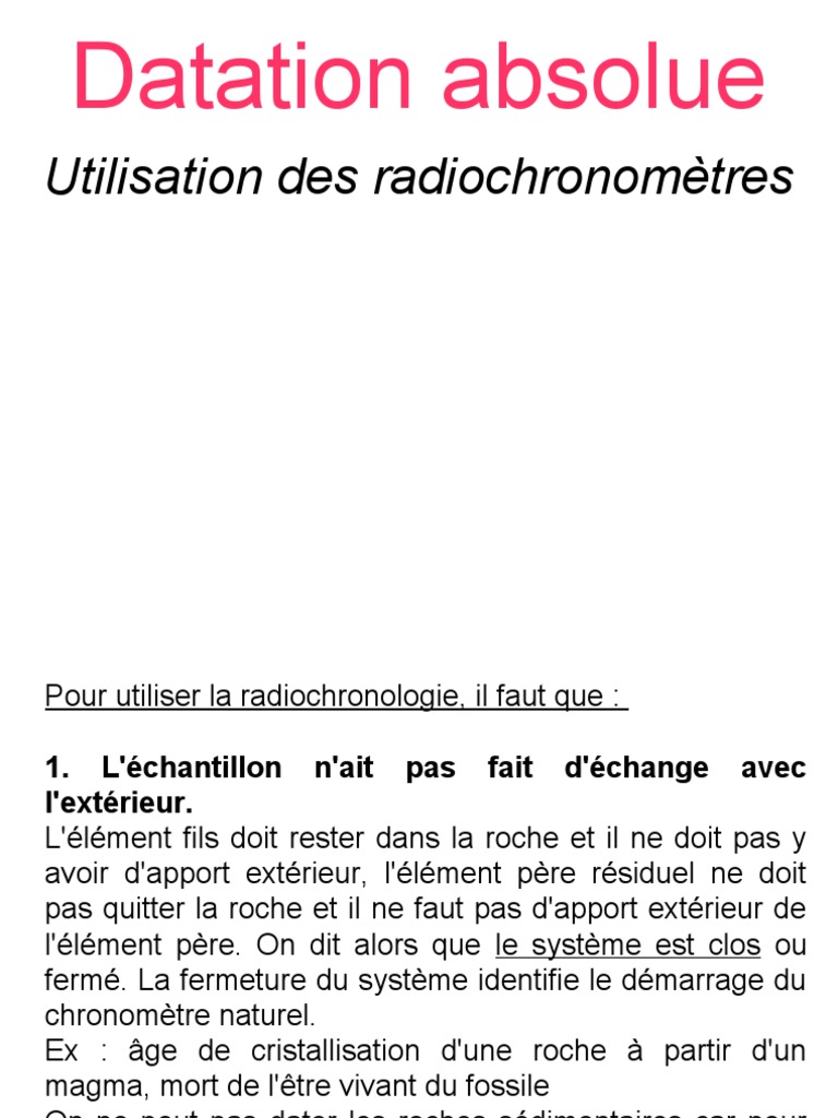 Méthodes de Datation Absolue | PDF | Sciences physiques | Chimie