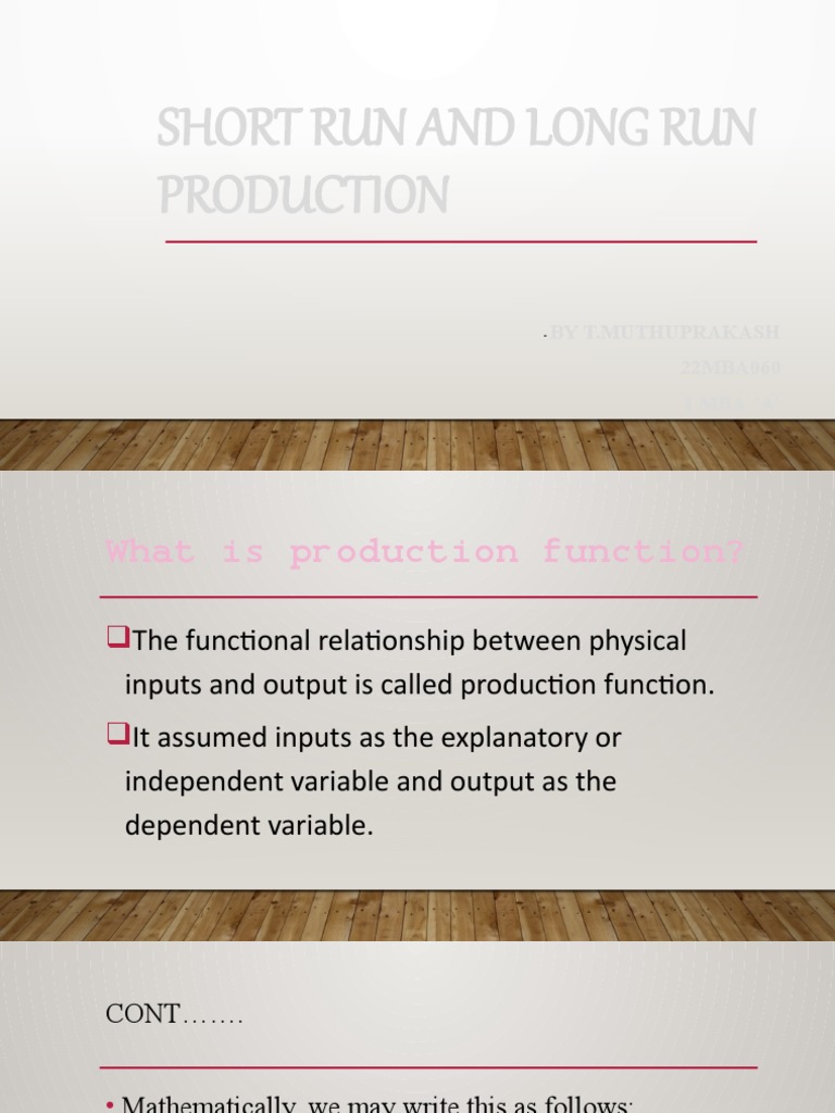 Short Run and Long Run | PDF | Production Function | Labour Economics