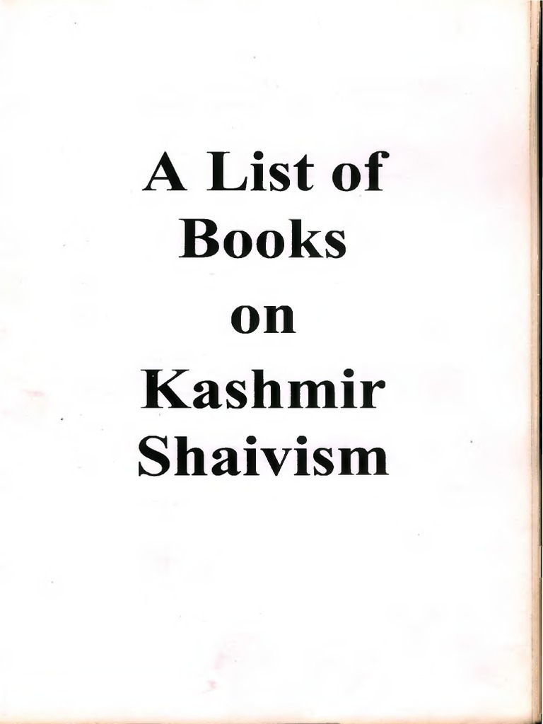 A List of Books On Kashmir Shaivism - IAT | PDF | Microform | Tantra