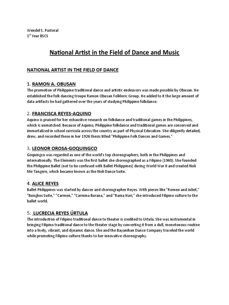 National Artist in The Field of Music and Dance | PDF | Orchestras ...