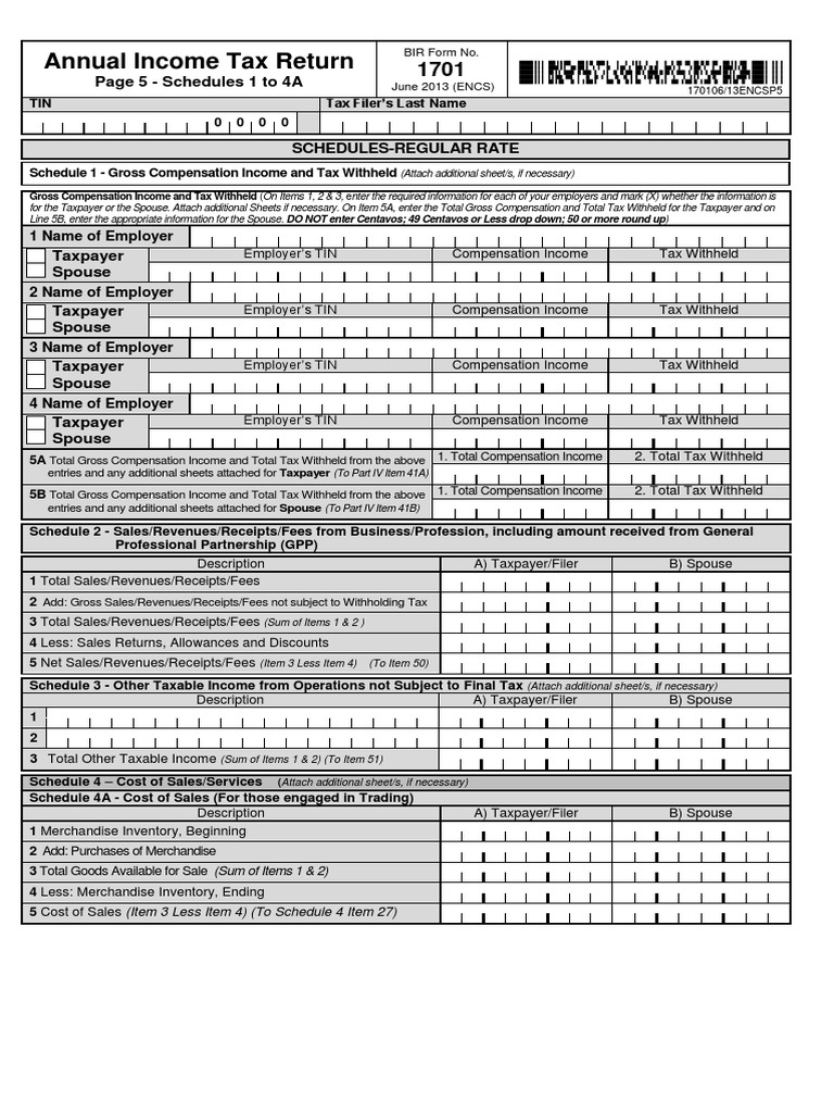1701 June 2013 Schedules 1 To 12B | PDF | Tax Deduction | Income