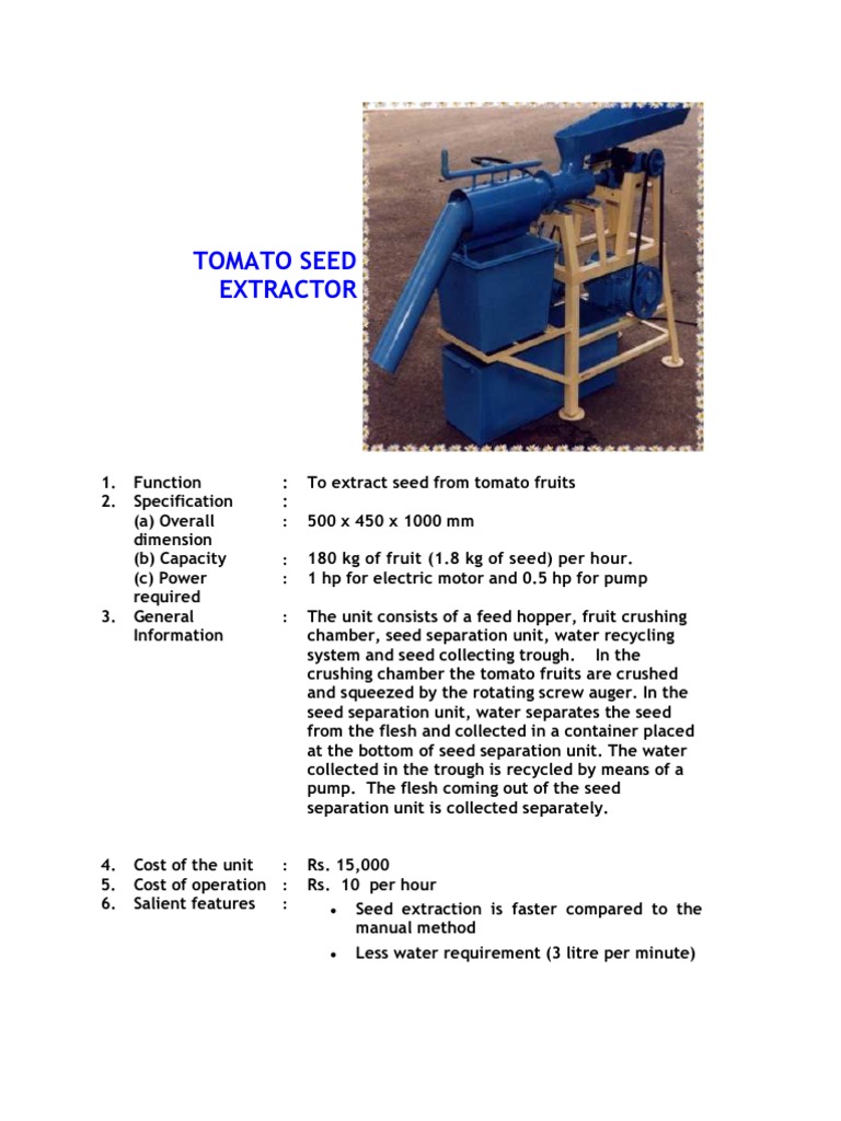 Efficient Tomato Seed Extractor Machine | PDF | Science & Mathematics ...
