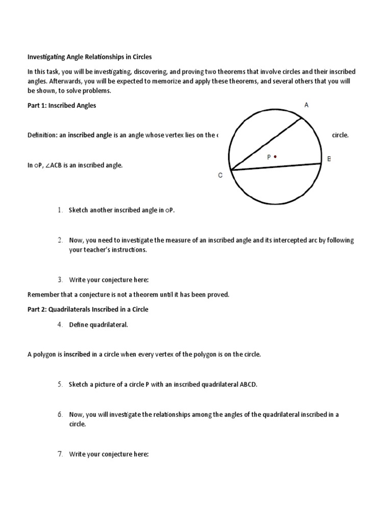 Investigating Angle Relationships in Circles | PDF