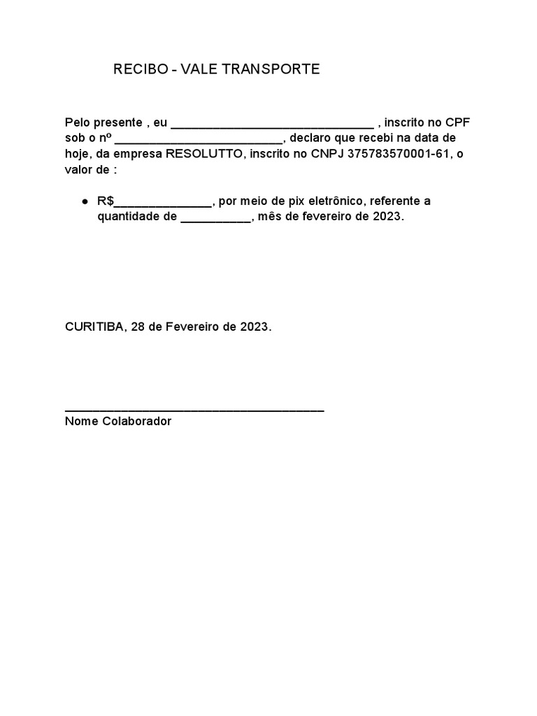 Recibo - Vale Transporte | PDF