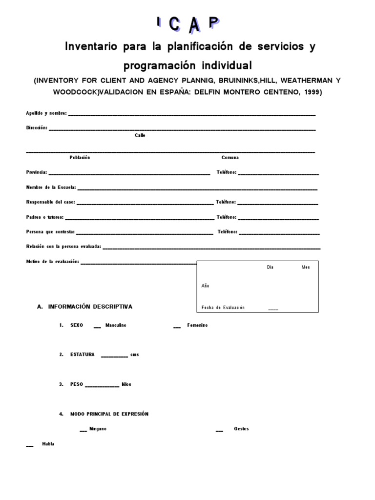 ICAP | PDF | Discapacidad intelectual | Comportamiento