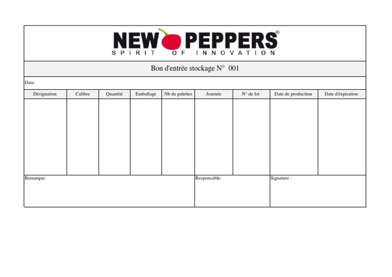 Bon D'entrée Stockage | PDF